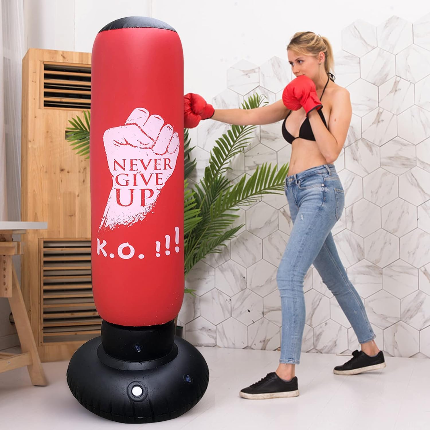 Sac de box pentru copii, PVC, 160 x 60 cm, Rosu - eMAG.ro