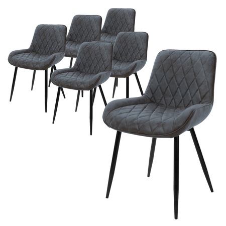 Set 6 scaune dining ML-Design, antracit, imitatie de piele, 54 x 60 x ...