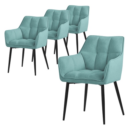 Set 4 scaune de living, ML-Design, turcoaz, tesatura textila, 57 x 63 x ...
