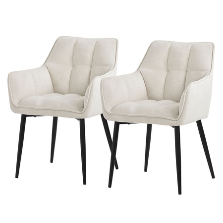 Set 2 scaune de living, ML-Design, crem, tesatura textila, 57 x 63 x 90 ...