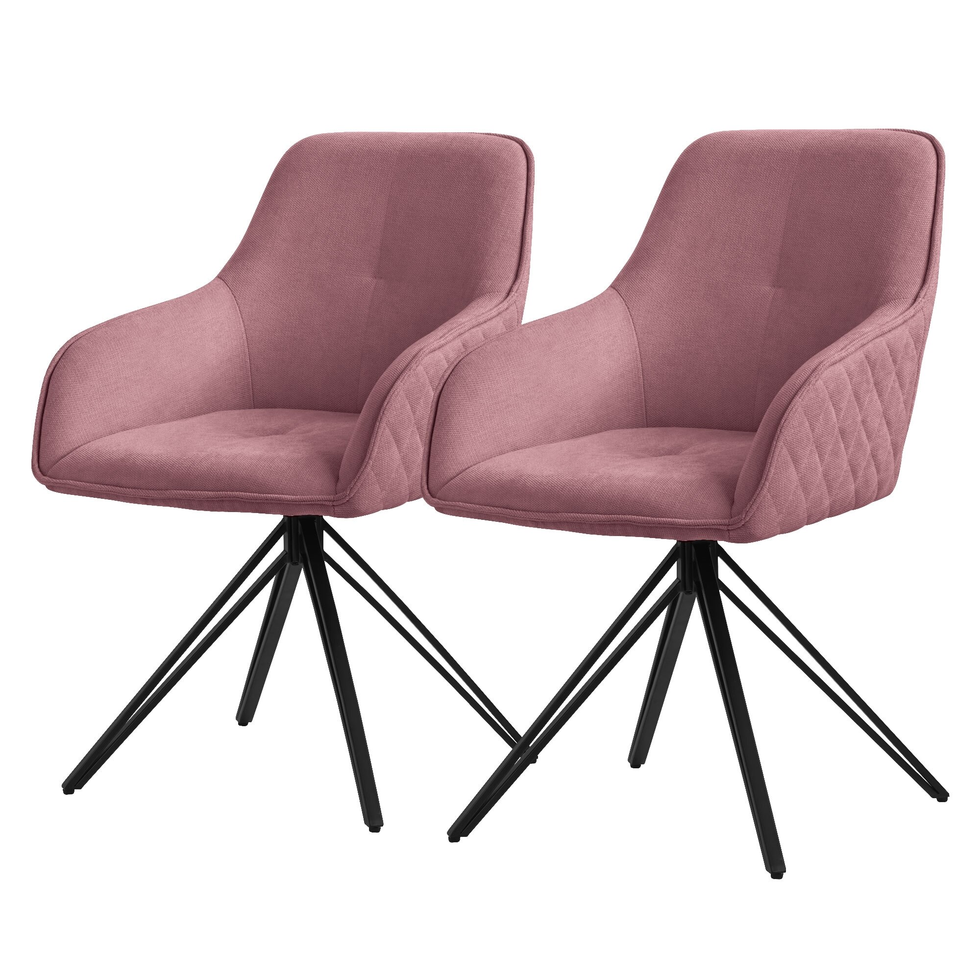 Set 2 scaune living / dining ML-Design, roz antic, tesatura textila, 57 ...