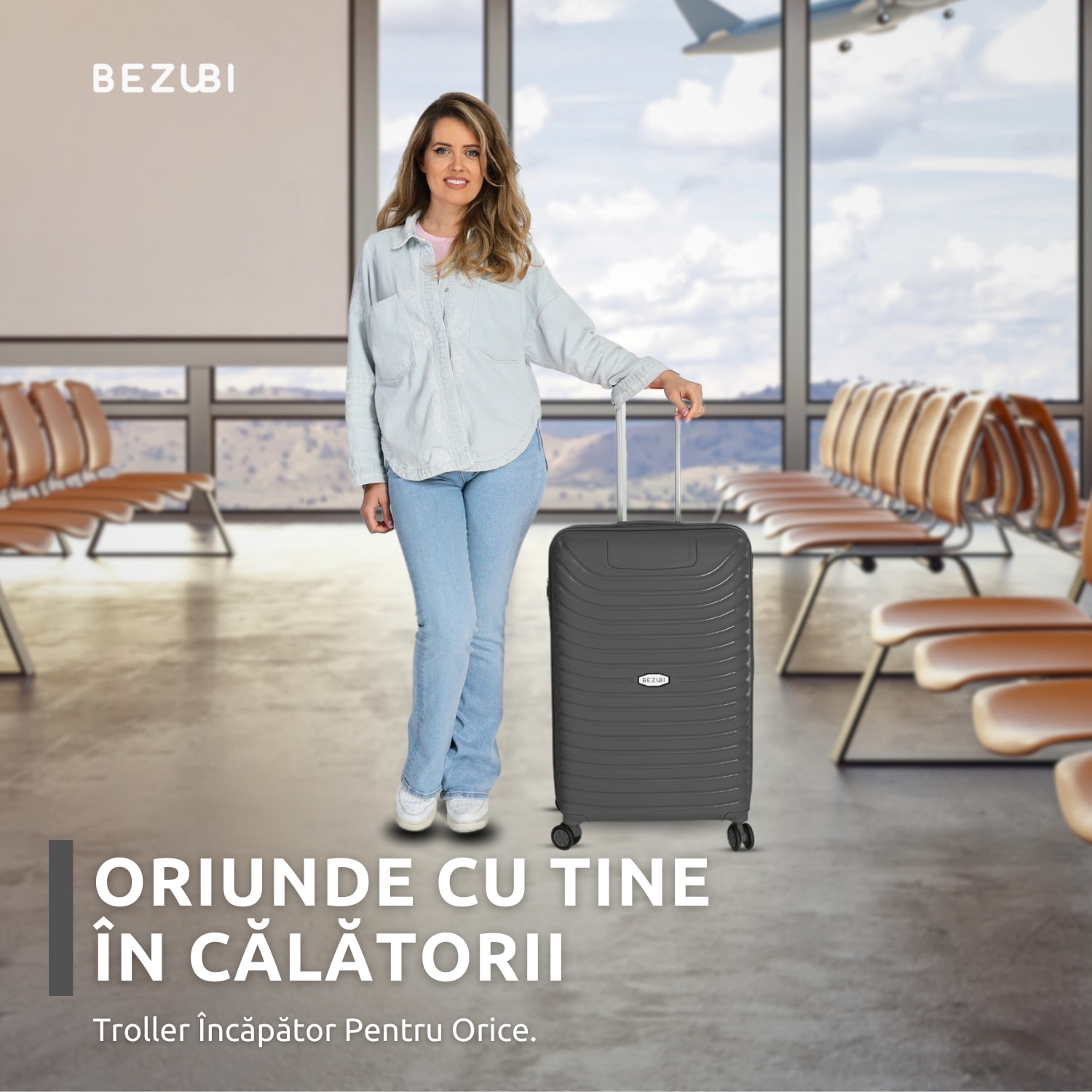 Set complet 3 trolere pentru vacanta Bezubi Easy Travel, bagaj cabina ...