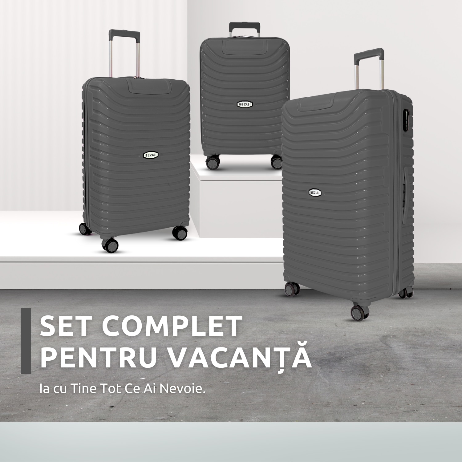 Set complet 3 trolere pentru vacanta Bezubi Easy Travel, bagaj cabina ...