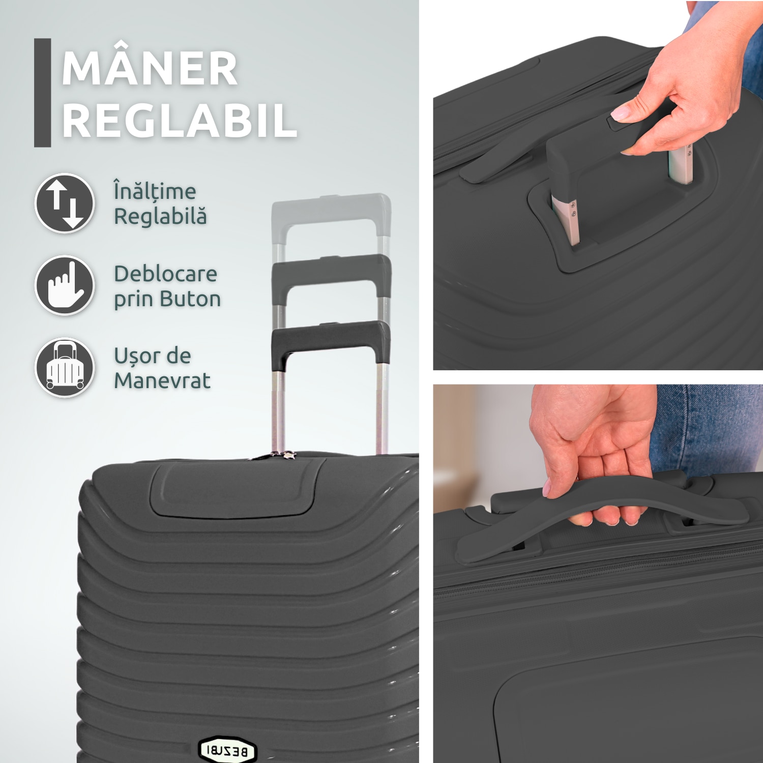 Set complet 3 trolere pentru vacanta Bezubi Easy Travel, bagaj cabina ...