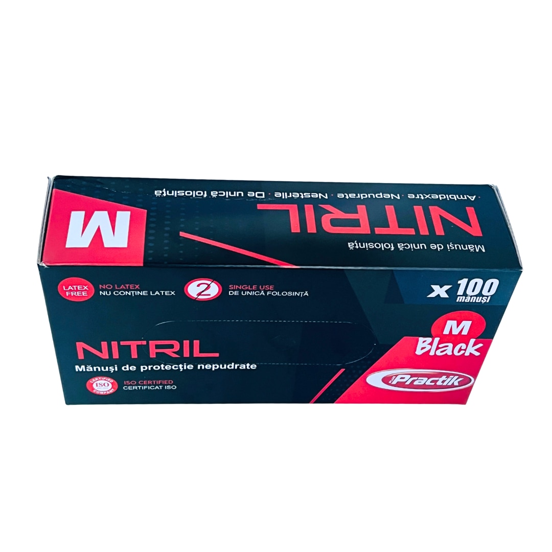 Set 100 Manusi din Nitril, Horeca, Negre, unica folosinta, nepudrate ...