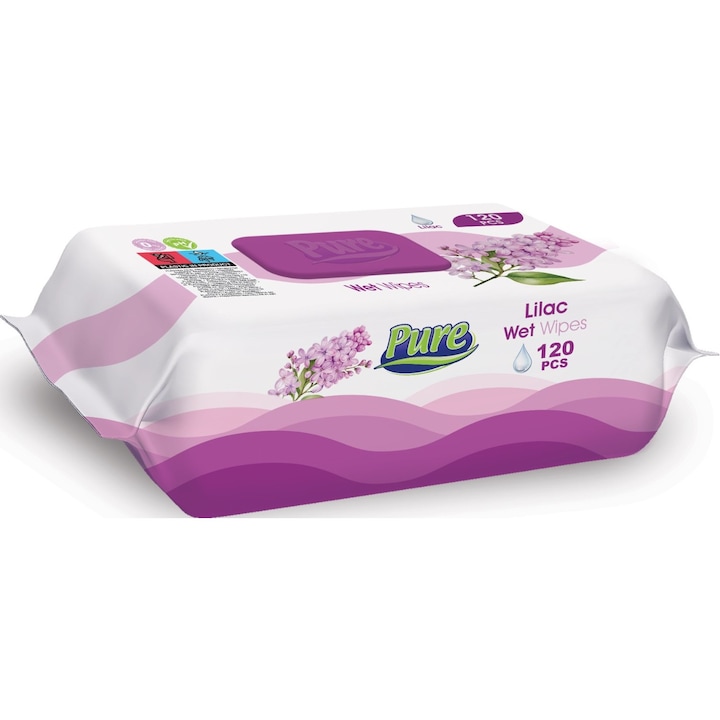 Servetele umede Pure 120 buc. Liliac - eMAG.ro