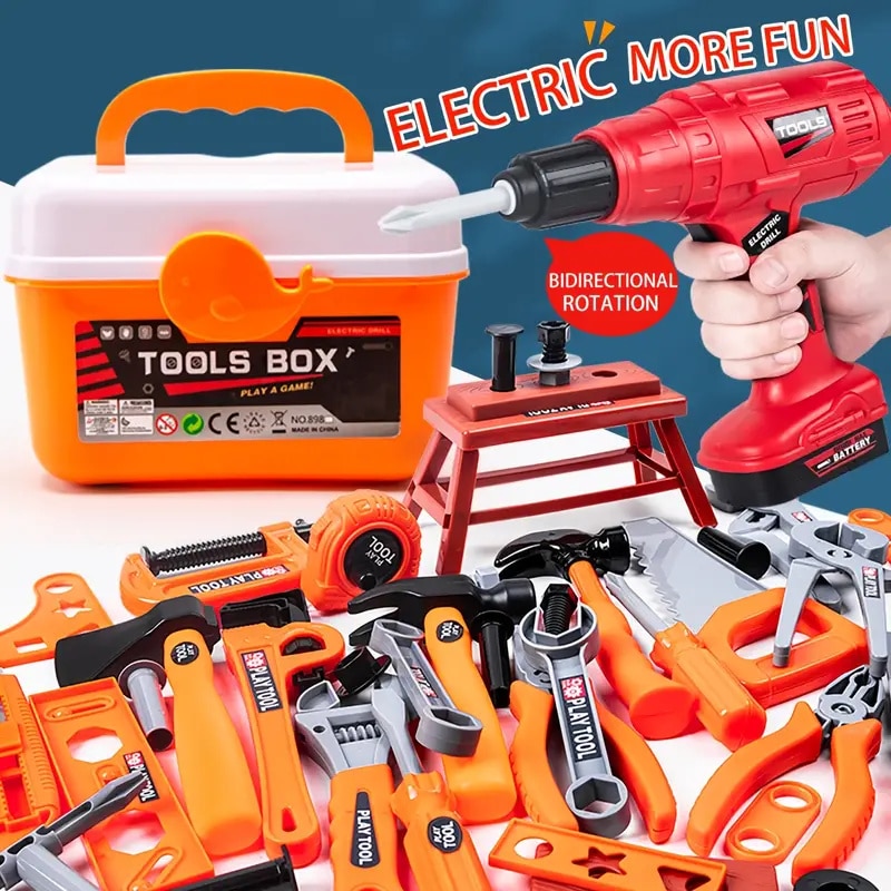 Trusa de Scule Jucarie Copii, GOSTOCK®, 42 Piese, Bormasina cu Burghiu ...