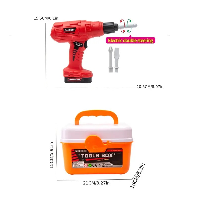 Trusa de Scule Jucarie Copii, GOSTOCK®, 42 Piese, Bormasina cu Burghiu ...