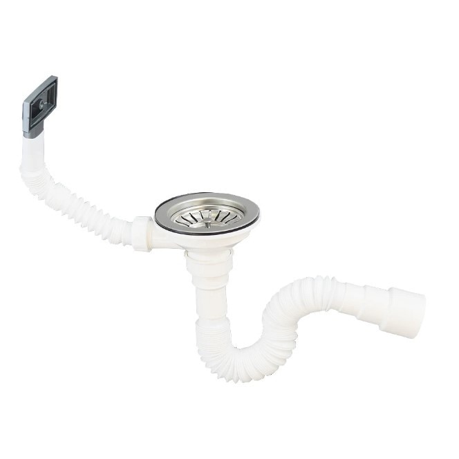 Sifon cu preaplin pentru chiuveta inox 92 mm, sita inox, 1 cuva - eMAG.ro