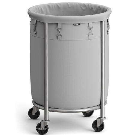 Cos de rufe rotund cu roti SONGMICS, cadru din otel, sac de rufe ...