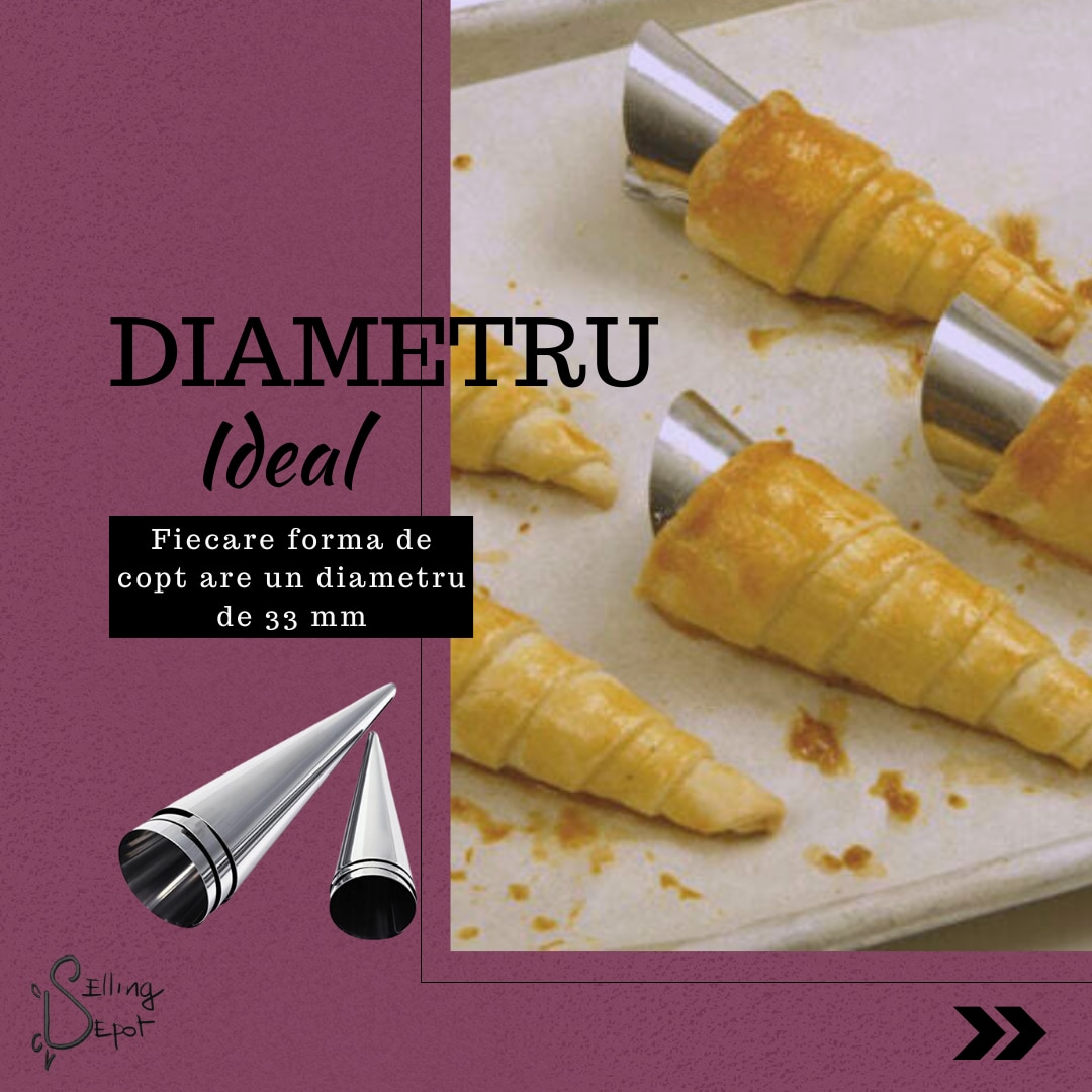 Set 5 x 5 forme copt tip cornet Selling Depot®, cu diametru 33 mm ...