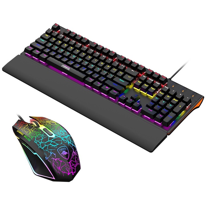 Kit Tastatura Gaming Mecanica cu Fir, Redkid® RGB, 104 Taste, USB-C ...