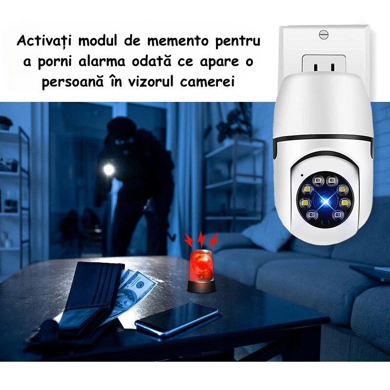 Camera de Supraveghere ambrasmart HD 360°, Wireless WiFi, cu Vedere ...