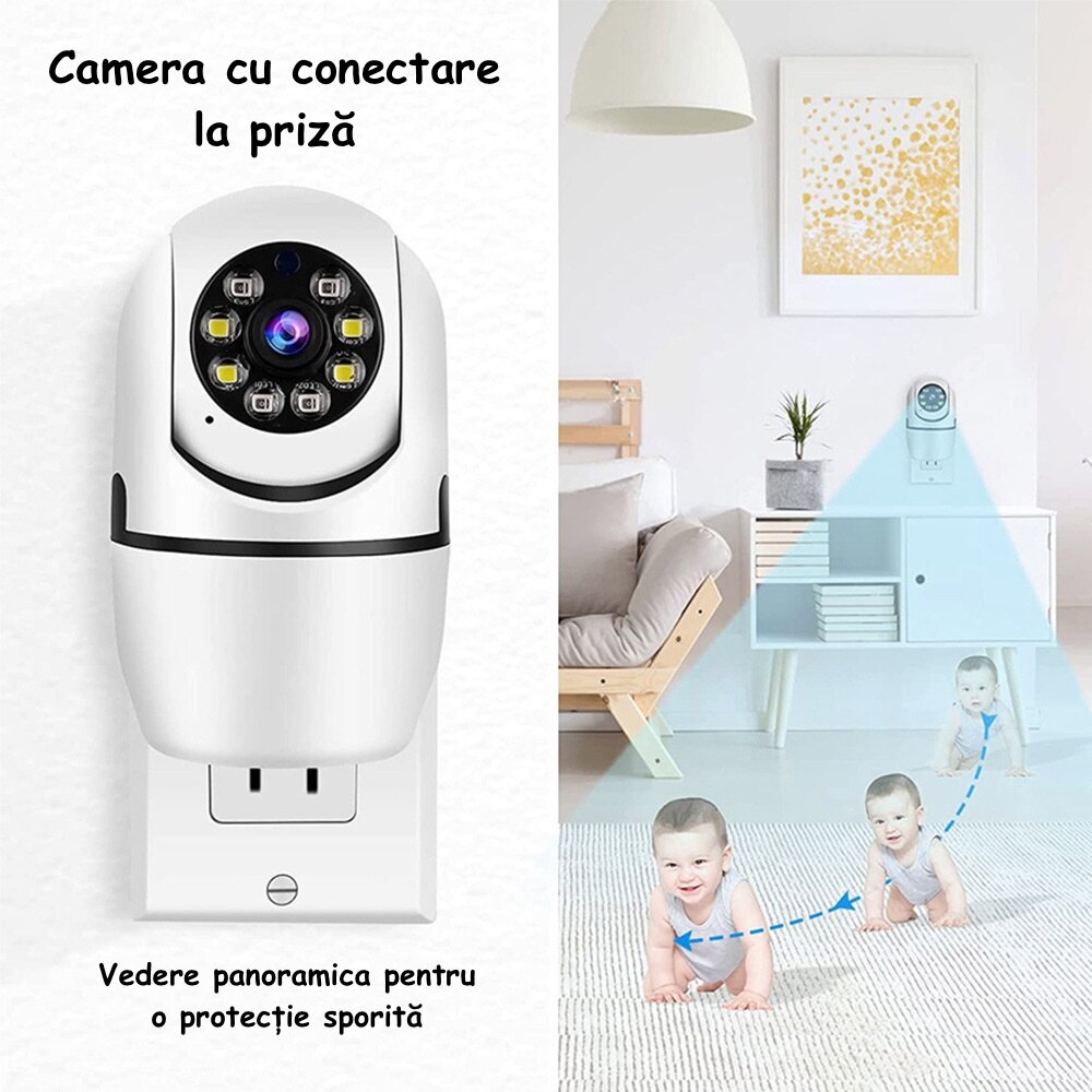 Camera de Supraveghere ambrasmart HD 360°, Wireless WiFi, cu Vedere ...