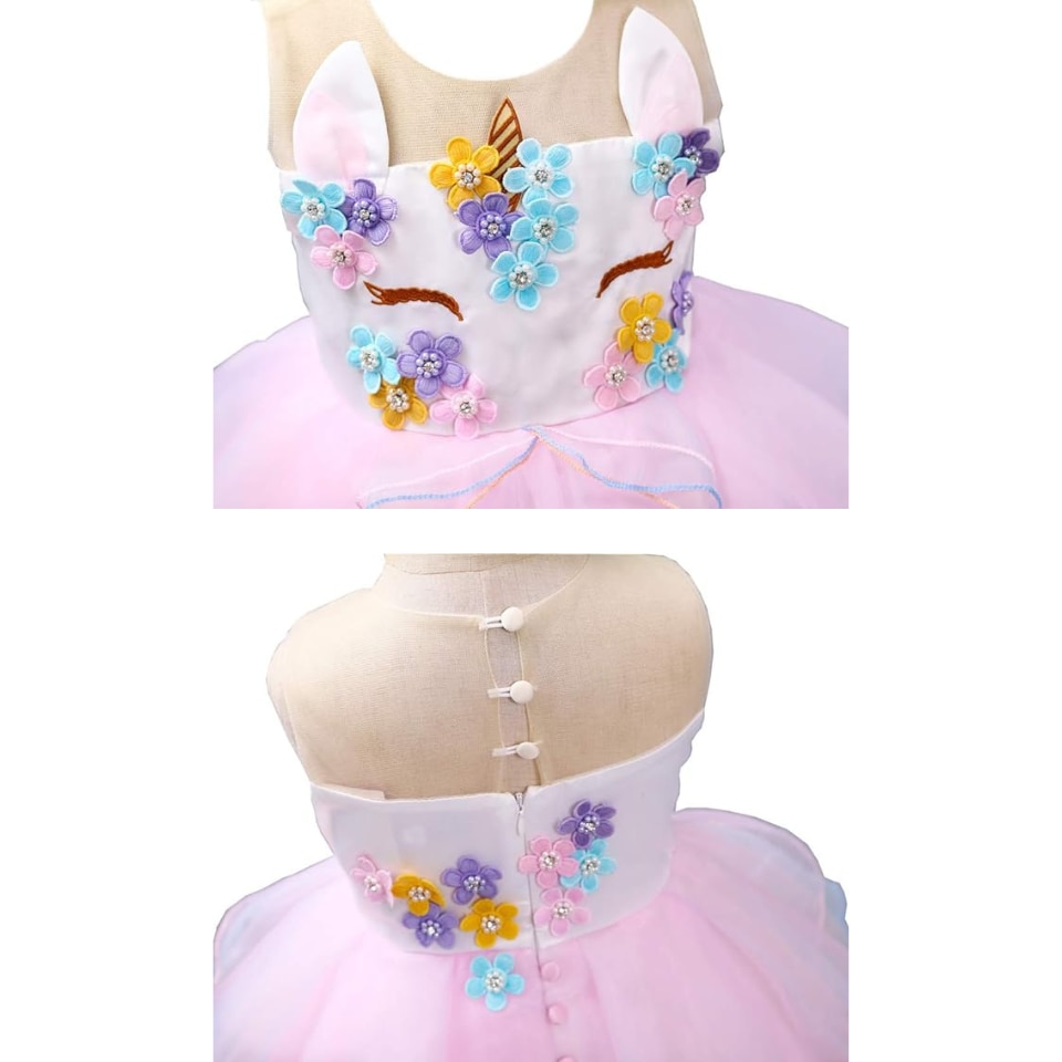 Rochie pentru fetite, JerrisApparel, Printesa unicorn, din tul, cu ...