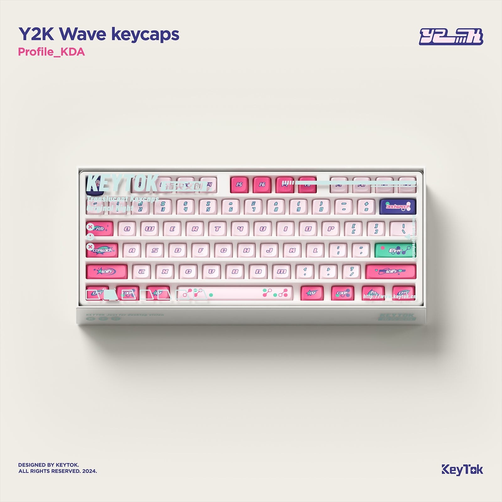 Kit taste gaming Nuphy Y2K KDA Keycaps, set complet 171 taste Dye-sub ...