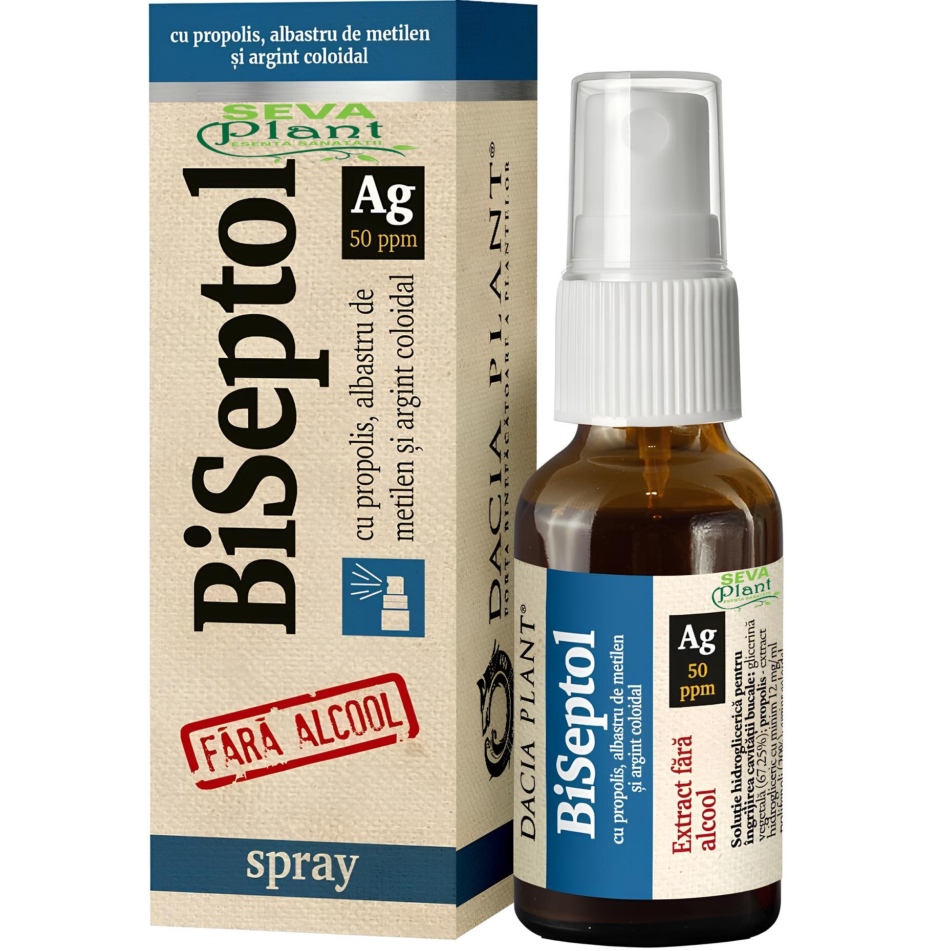 BiSeptol spray de gat si gura, cu propolis, albastru metilen si argint ...