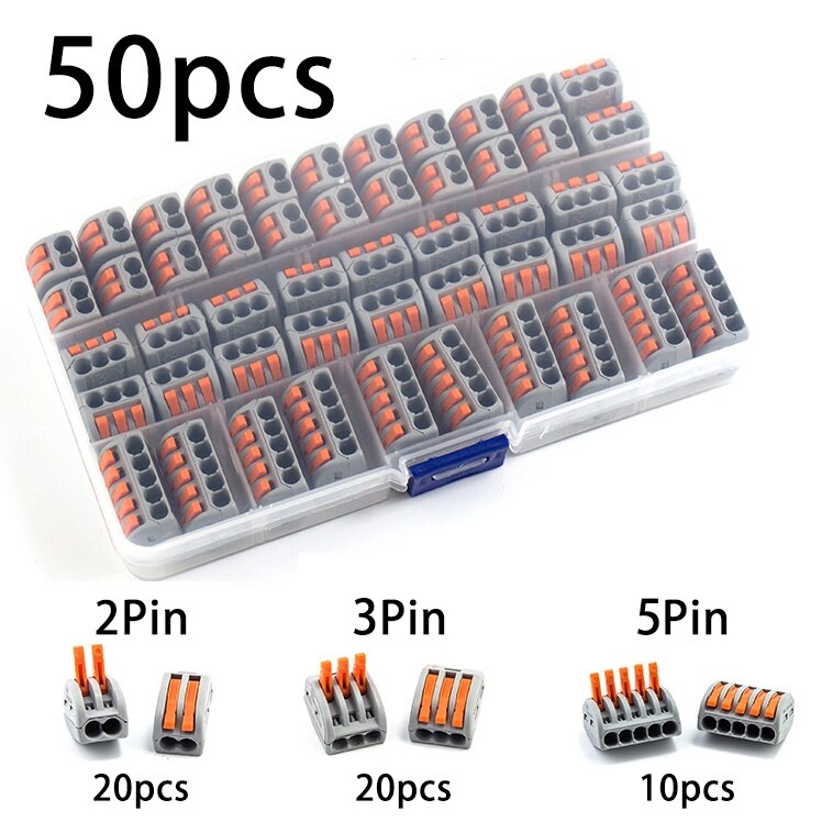Set 50 Conectori rapizi, Reglete rapide cu levier pentru instalatii ...