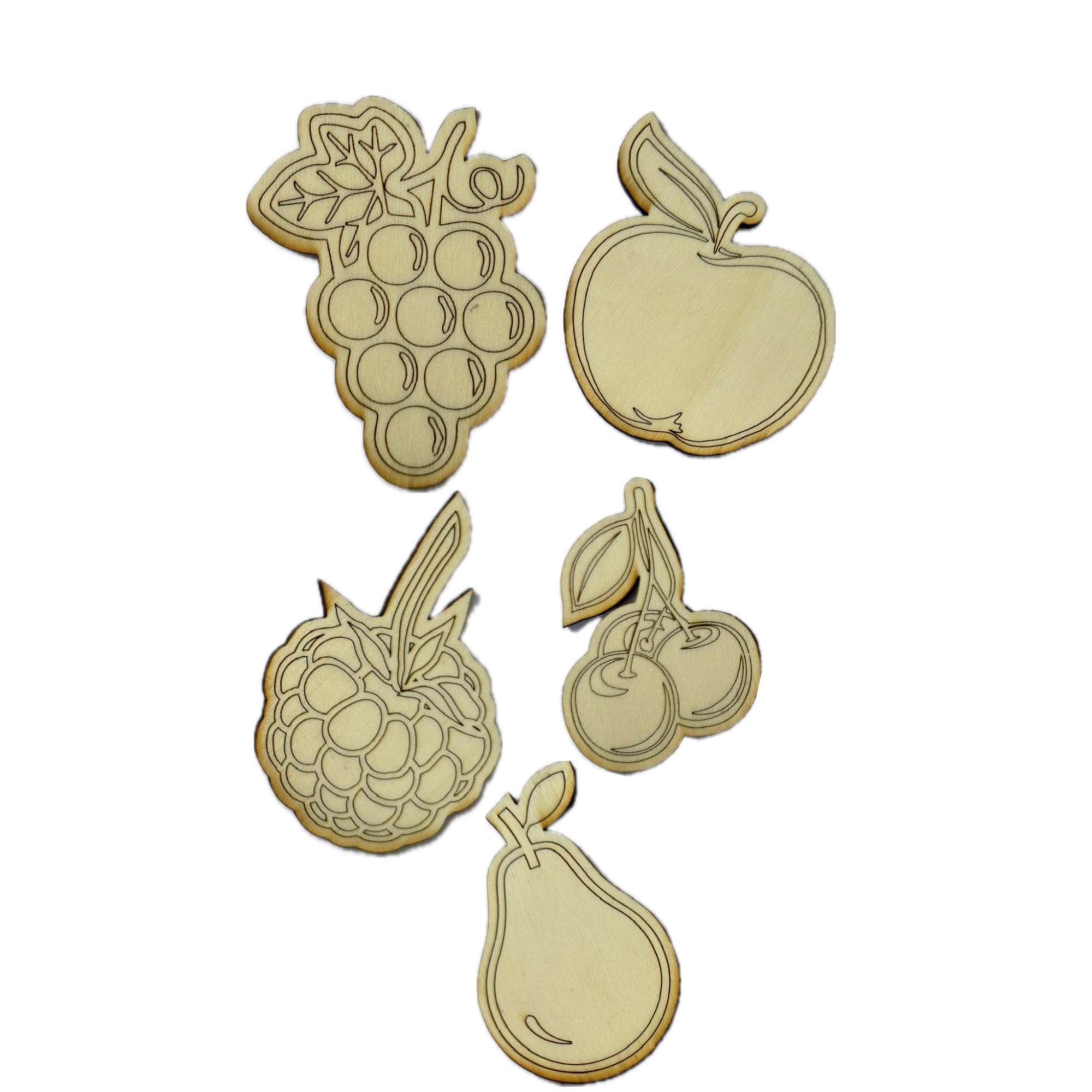 Set figurine de pictat, FRUCTE, 5 piese, lemn MDF - eMAG.ro