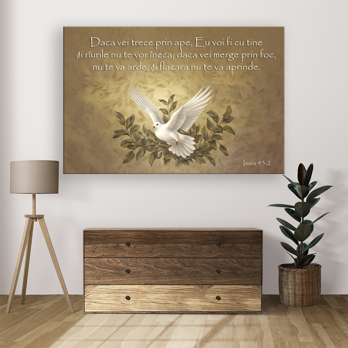 Tablou Canvas cu porumbel si versete inspirationale din Biblie 50x70 cm ...