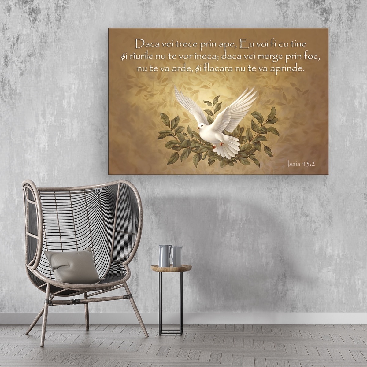 Tablou Canvas cu porumbel si versete inspirationale din Biblie 50x70 cm ...