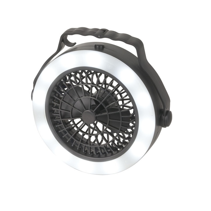 Ventilator 2in1 Cu sistem Led de iluminare, diametru 20 cm, cu baterii ...