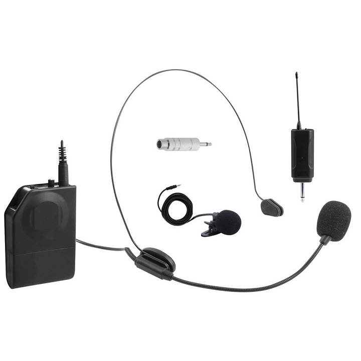 Microfon si receptor wireless Trevi, prindere clips si banda pentru cap ...