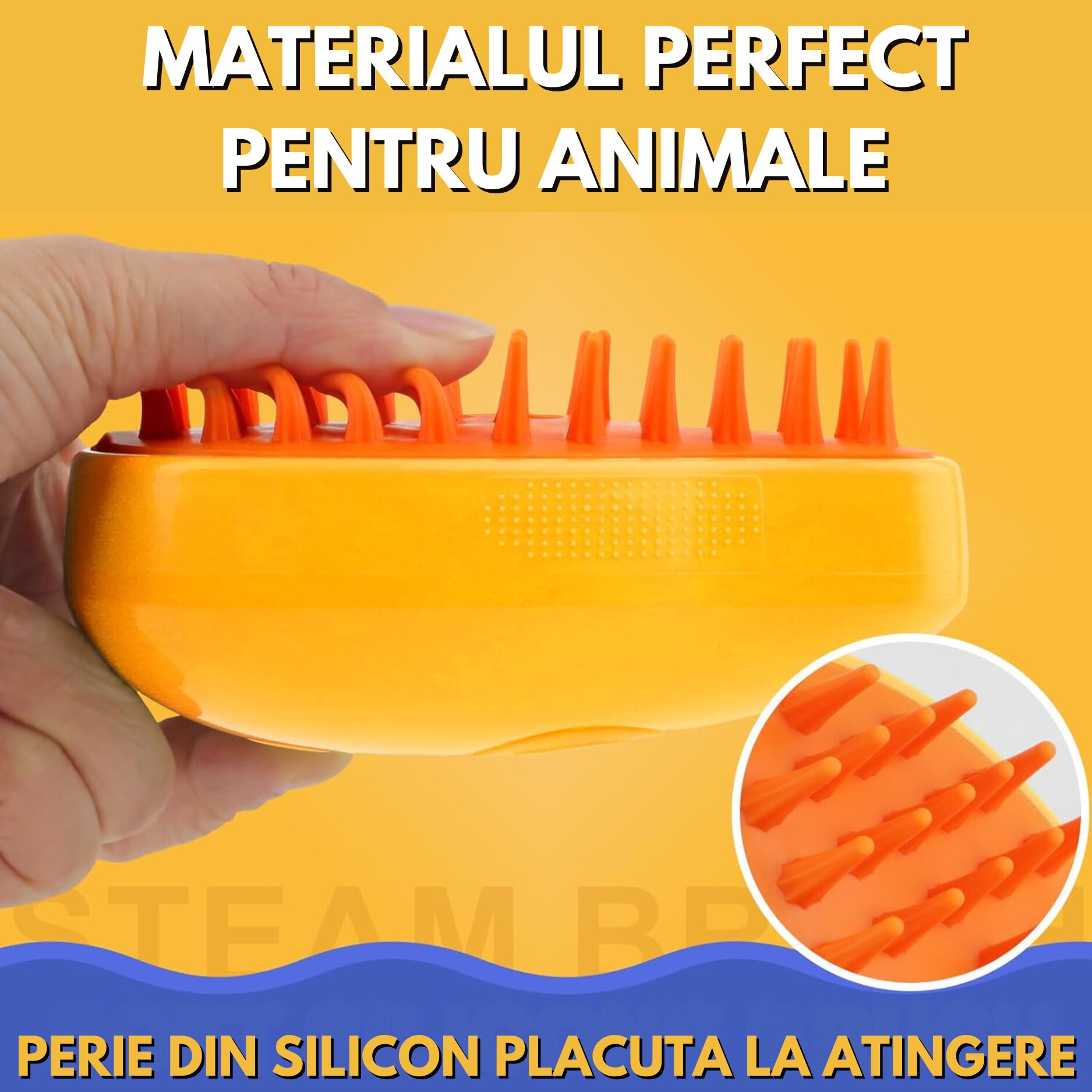 Perie de par pentru animale de companie, cu aburi, pulverizare si ...