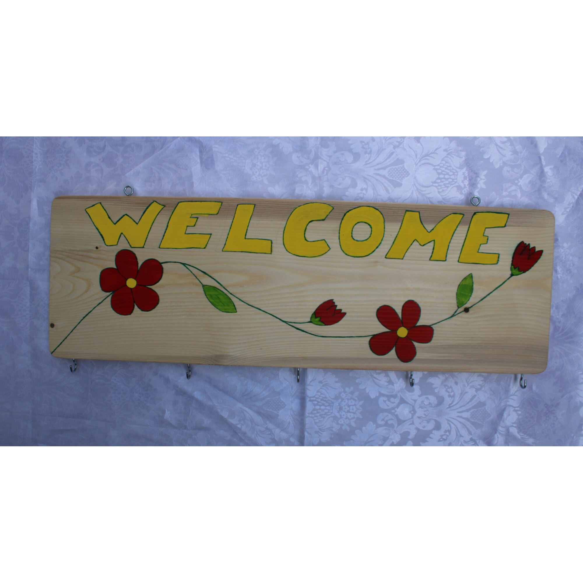 Cuier pentru chei, pictat manual, din lemn, 60x 20 cm - eMAG.ro