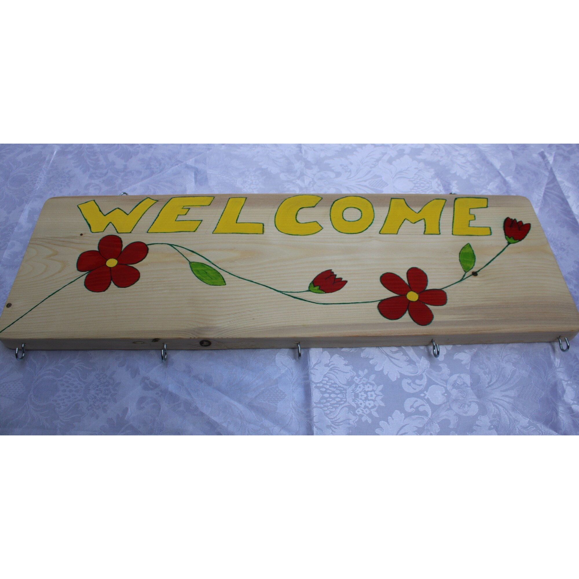 Cuier pentru chei, pictat manual, din lemn, 60x 20 cm - eMAG.ro