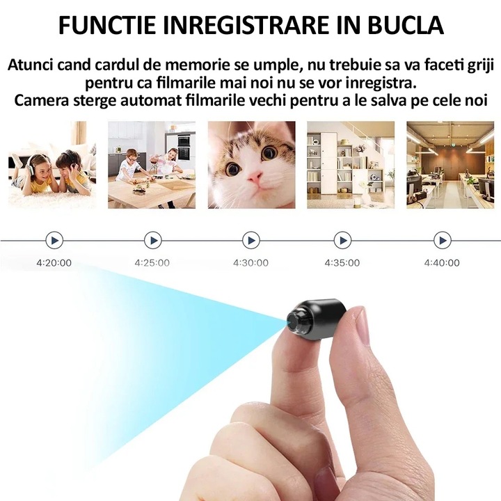 Mini camera de supraveghere WiFi, NEXTLY, FULL HD 1080p. pentru spionaj ...