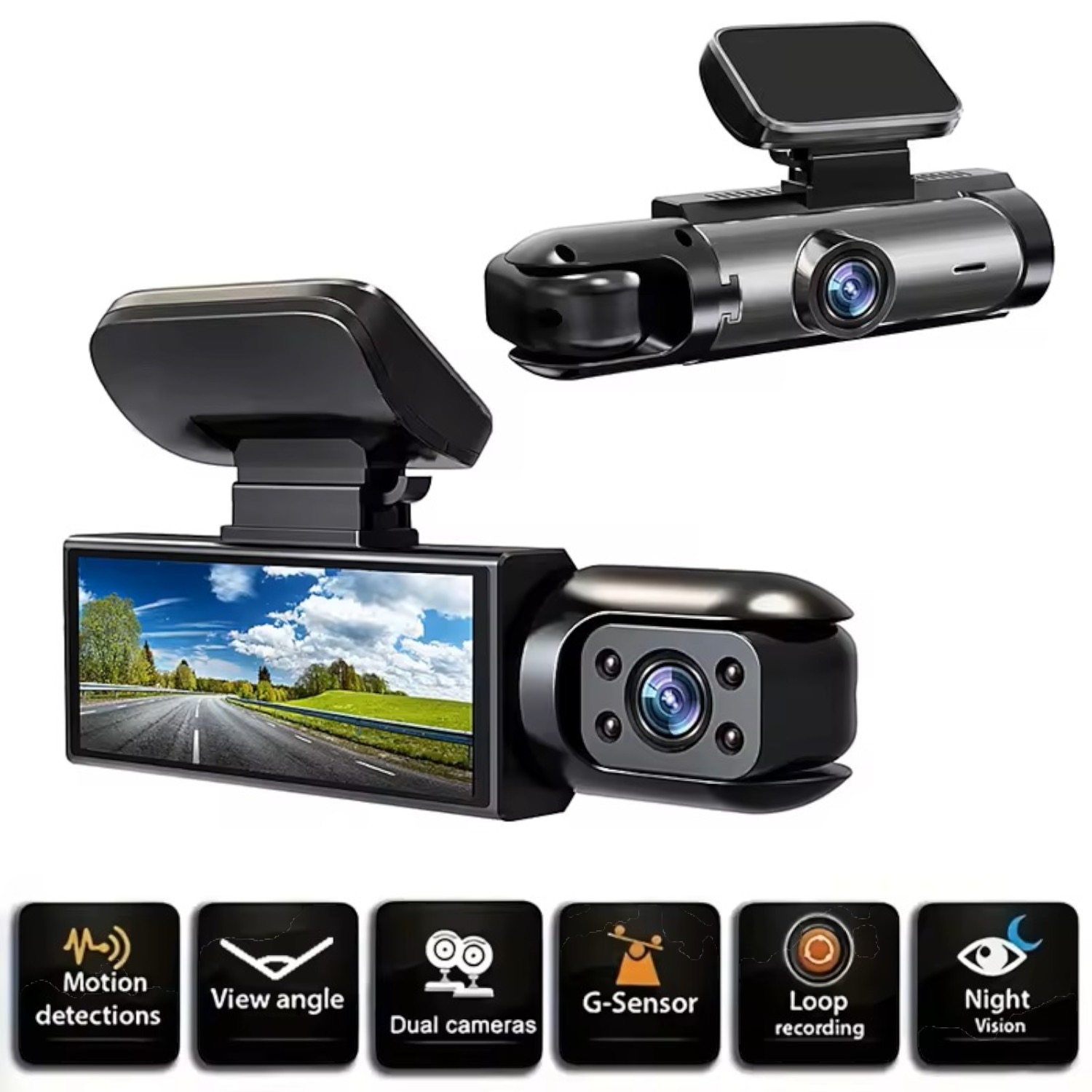 Camera Auto De Bord DVR Duala LONDEMM Full HD 1080P, Card De Memorie SD ...