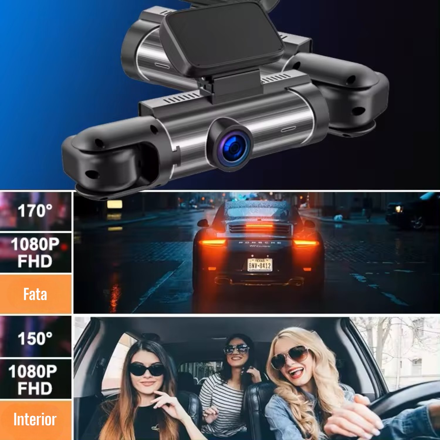 Camera Auto De Bord DVR Duala LONDEMM Full HD 1080P, Card De Memorie SD ...