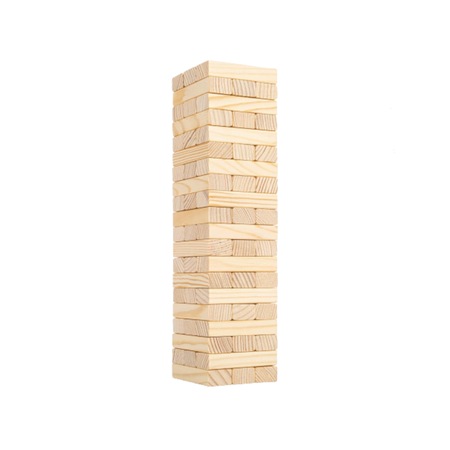 Joc de Societate Jenga, Turn Instabil, Inaltime 30 cm, Set cu Punguta ...