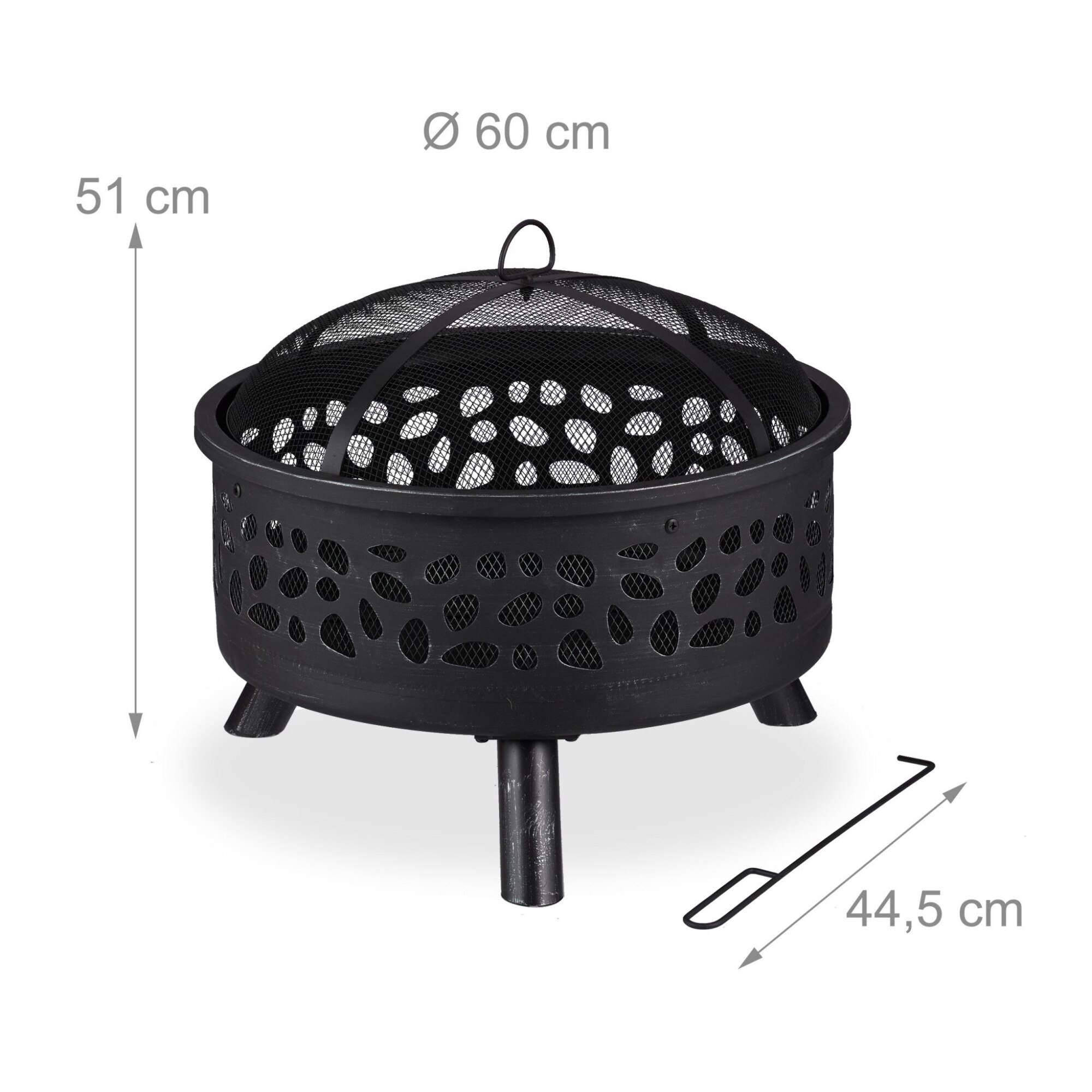 Vatra de foc cu vatrai si capac de protectie, pentru gradina si terasa ...