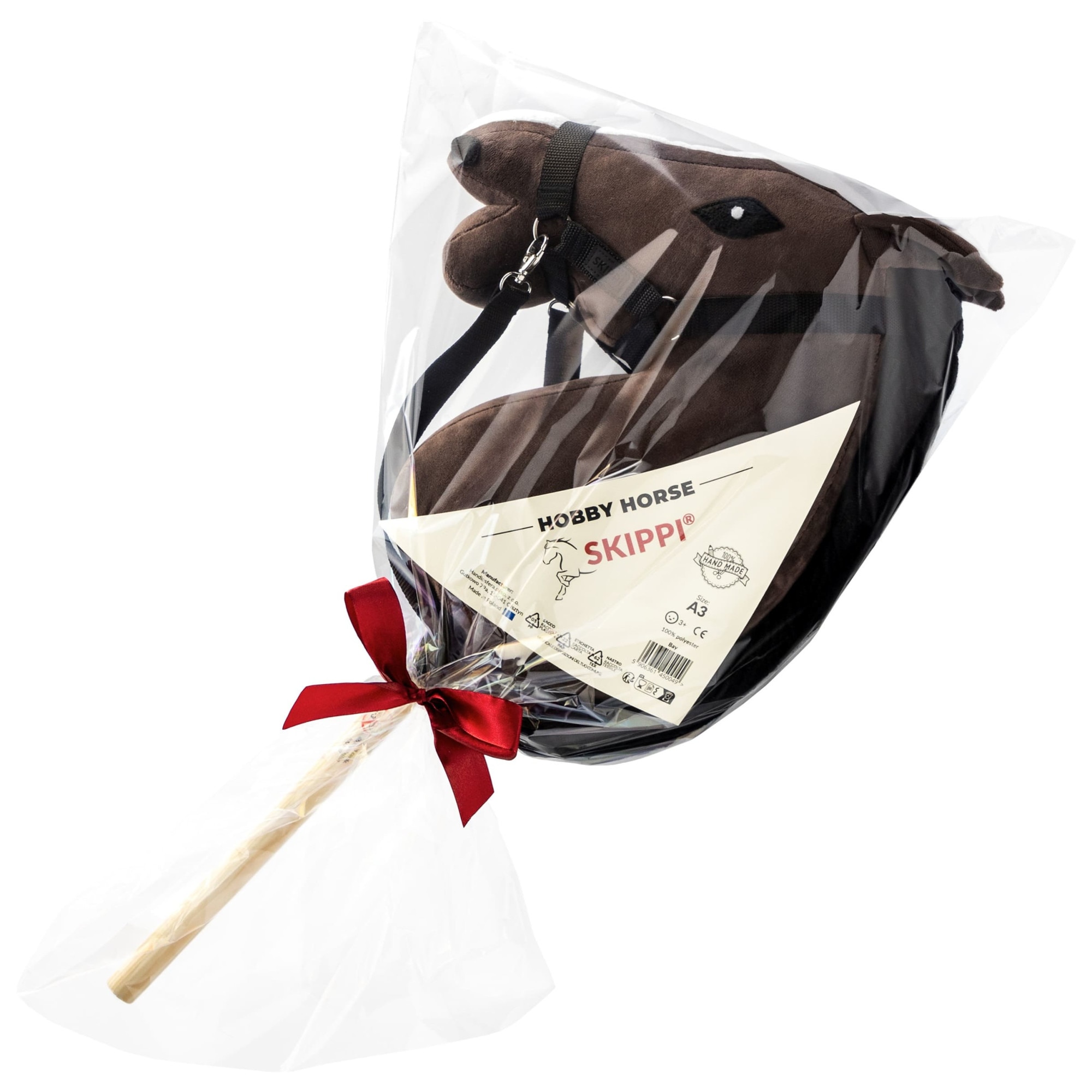 Cal de jucarie pe bat, Froster Skippi, Poliester/Lemn, maro, 30cm - eMAG.ro