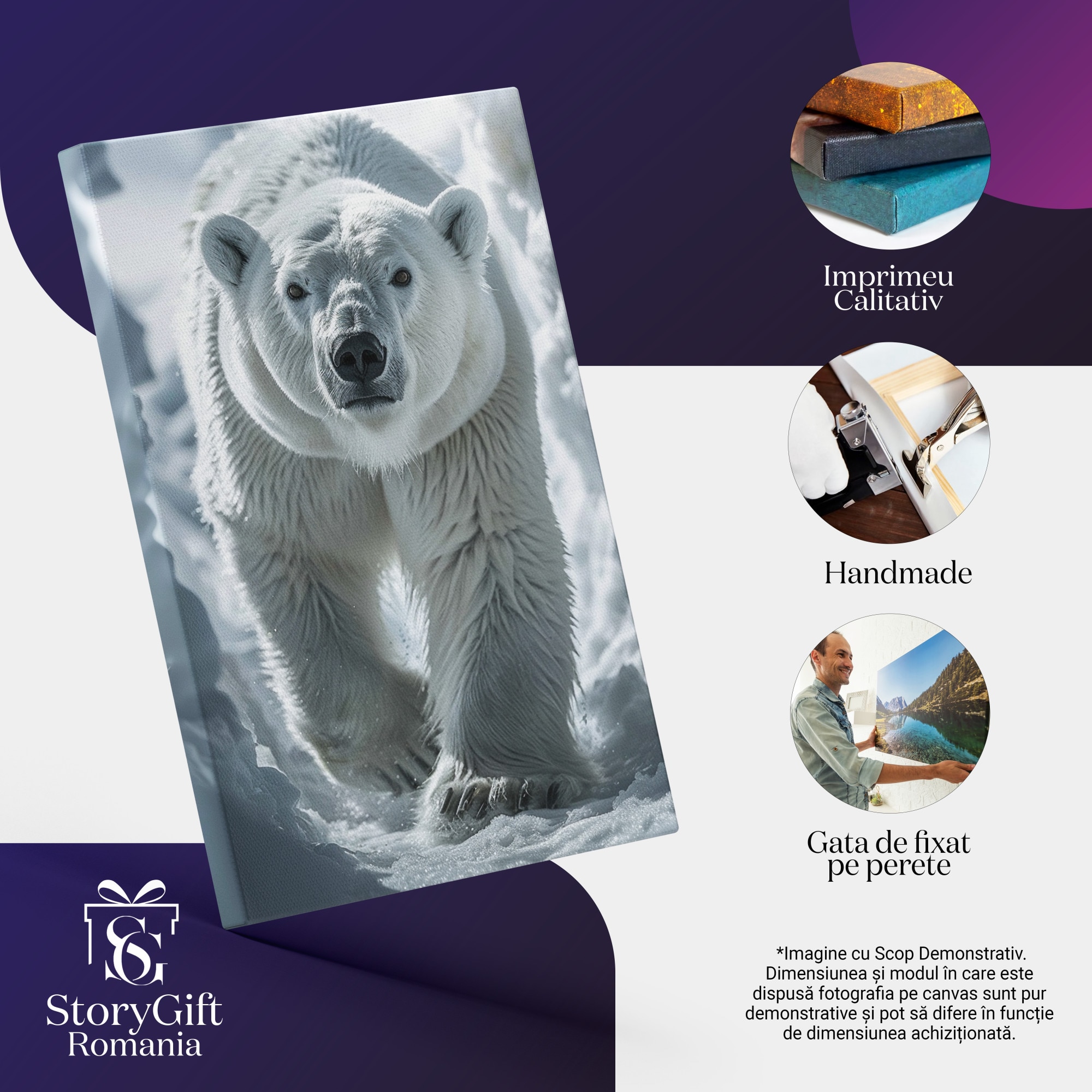 Vászonfestmény A medve és útja a vadon élő állatok által alkotott ...