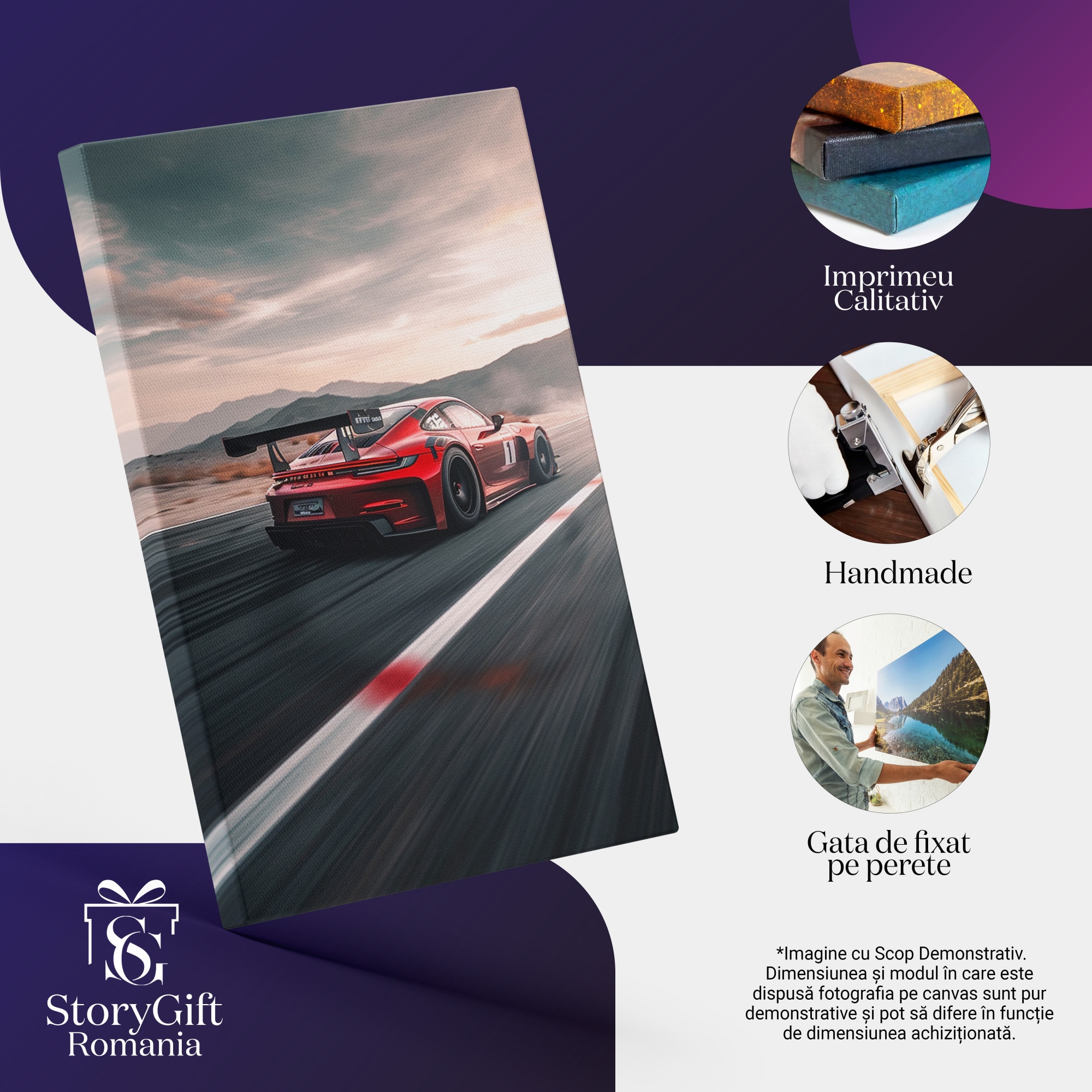 Tablou Canvas Masina de Culoare Rosie Marca Porsche 911 Masina Sport ...