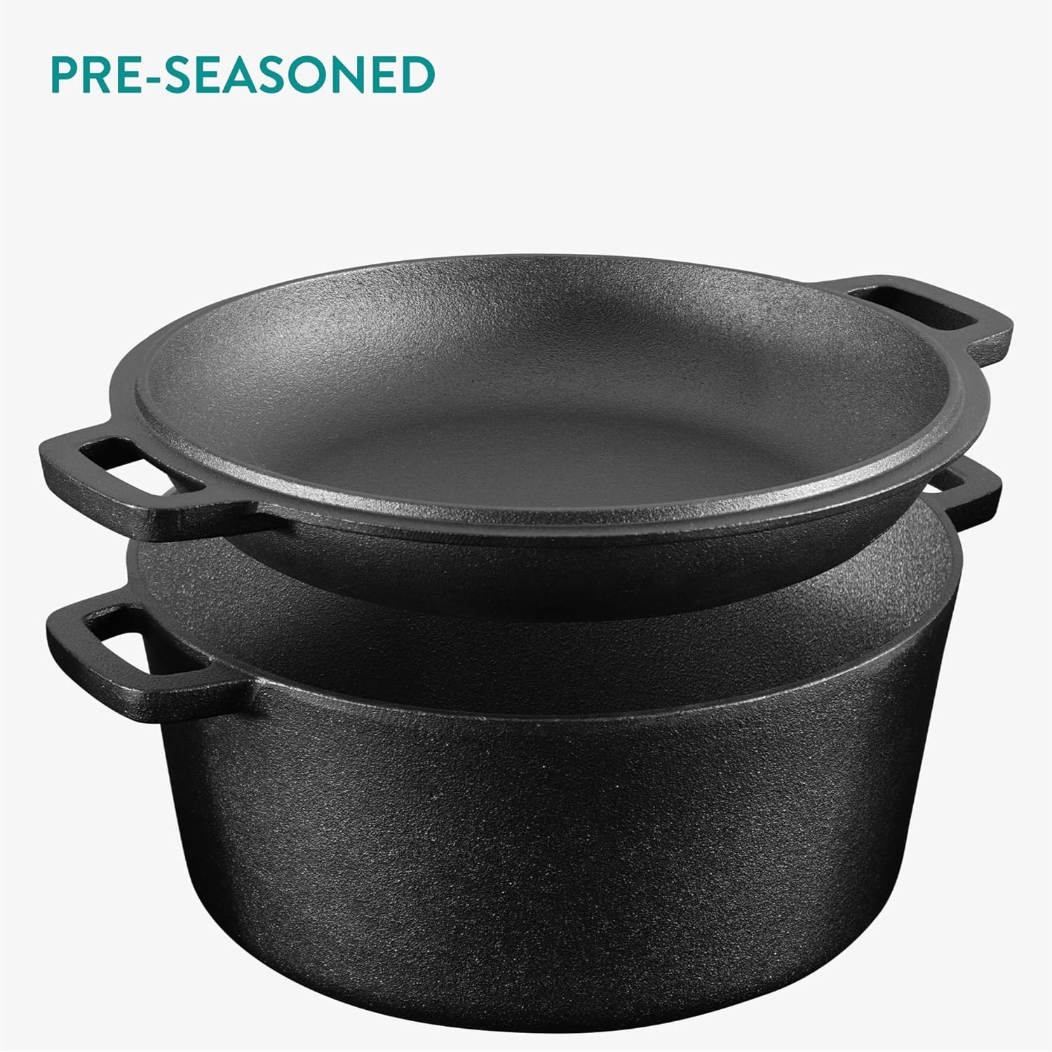 Oala cuptor olandez cu capac Navaris din fonta, 4.7 l, 2in1, pentru ...