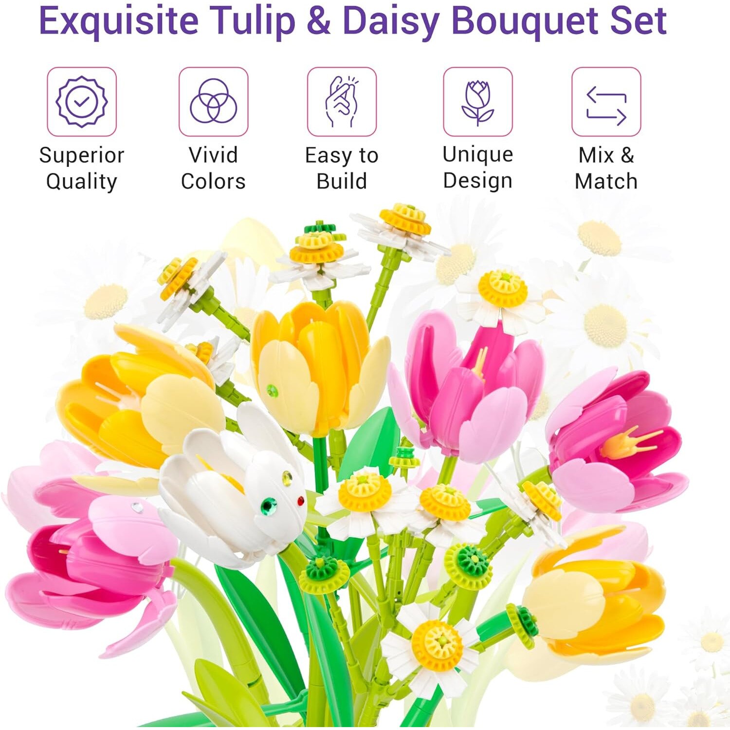 Set de blocuri de constructie buchet, GOSTOCK®, obiecte si decoratiuni ...