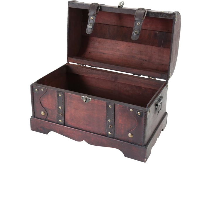 Cutie Depozitare tip Cufar, din lemn, lucrata manual, stil vintage, 40 ...