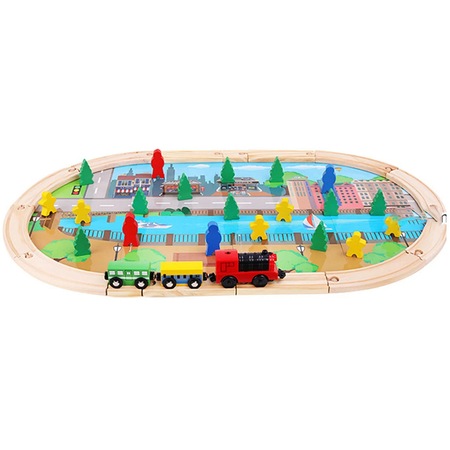 Circuit cu trenulet magnetic, Electric, din lemn, SARALMA® - eMAG.ro