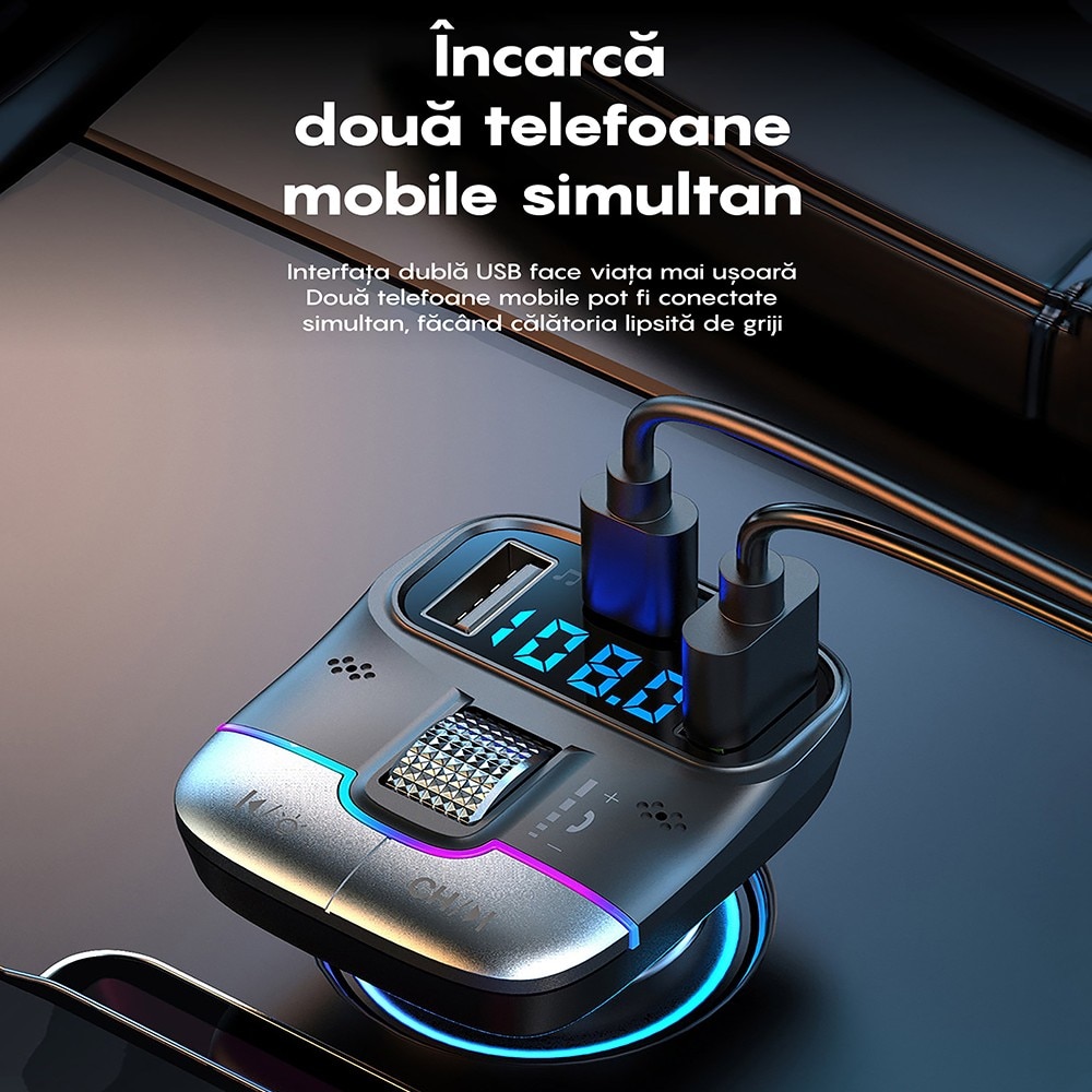 Modulator FM G01 Pro LAGATO®, Bluetooth 5.4, Transmitator FM cu ...