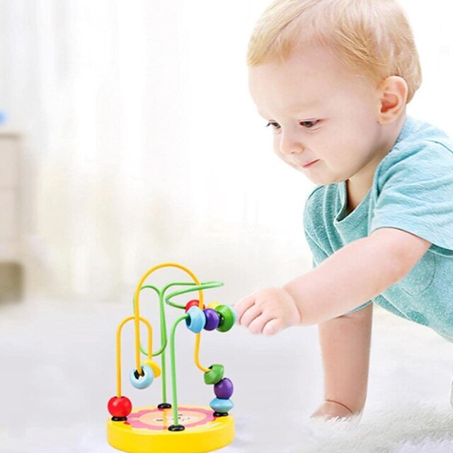 Jucarie educativa si interactiva, mini labirint cu margele, varsta 1-3 ...