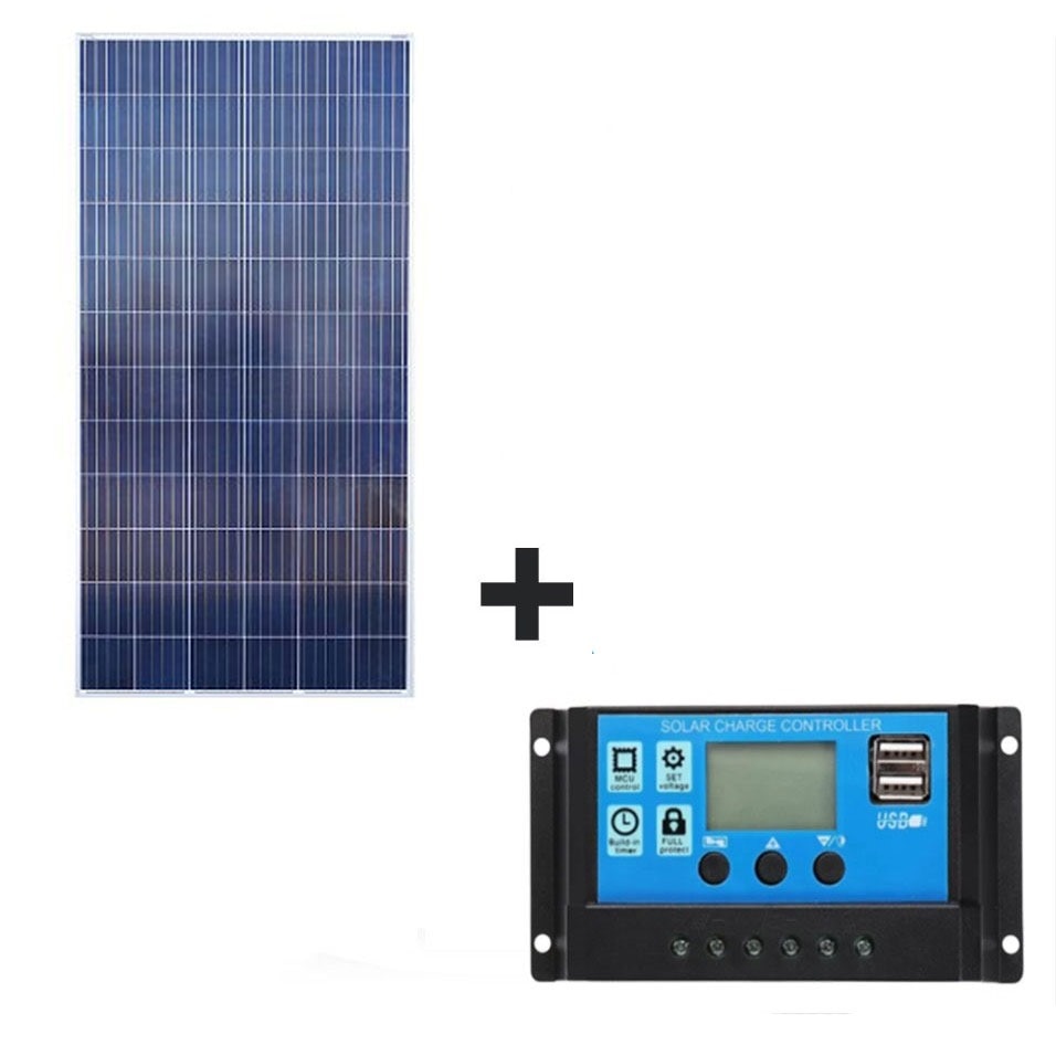 Kit solar fotovoltaic off grid panou solar 330W cu regulator tensiune ...