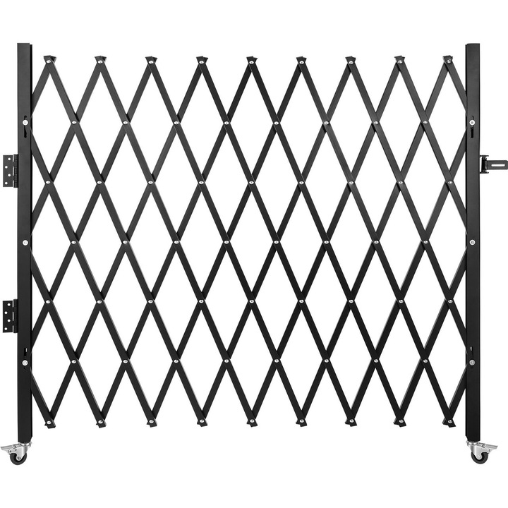 Poarta pliabila acordeon, Otel, Negru, 2 x roti, Latime extinsa 2159 mm ...