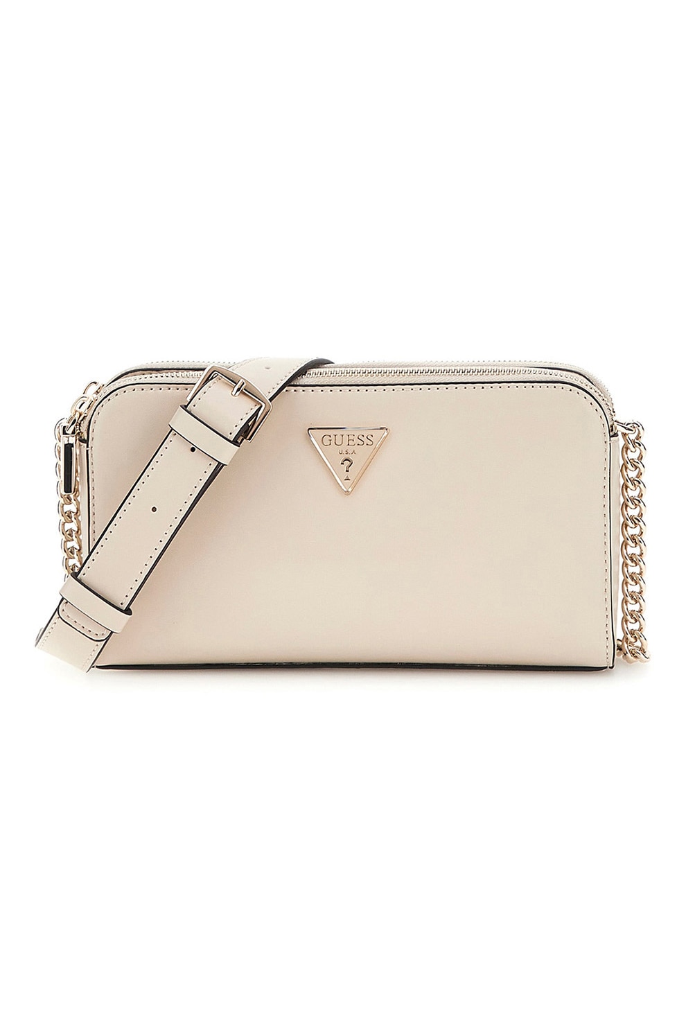 GUESS, Geanta crossbody cu bareta din lant Daryna, Crem - eMAG.ro