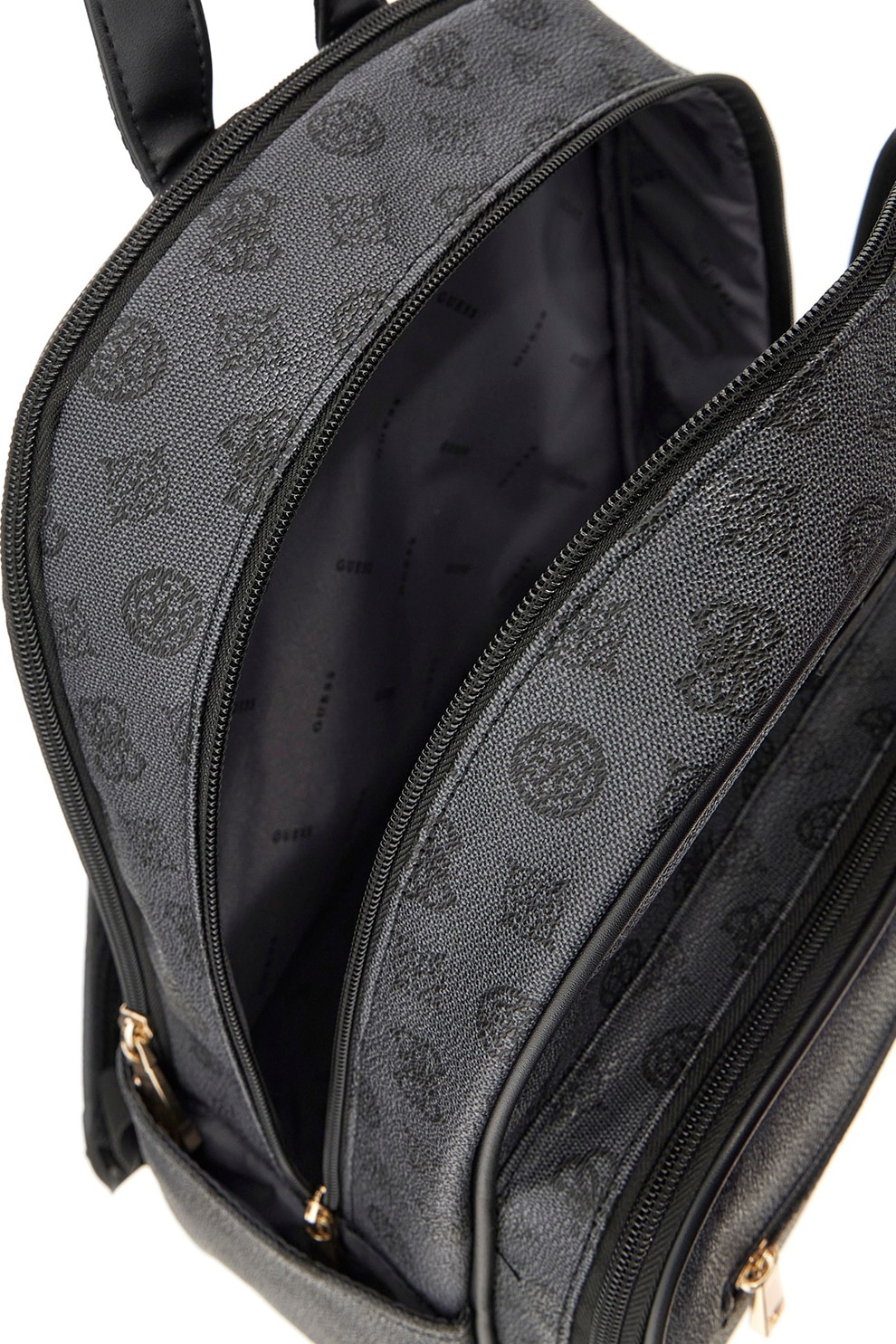 GUESS, Rucsac de piele ecologica cu model logo, Gri carbune - eMAG.ro