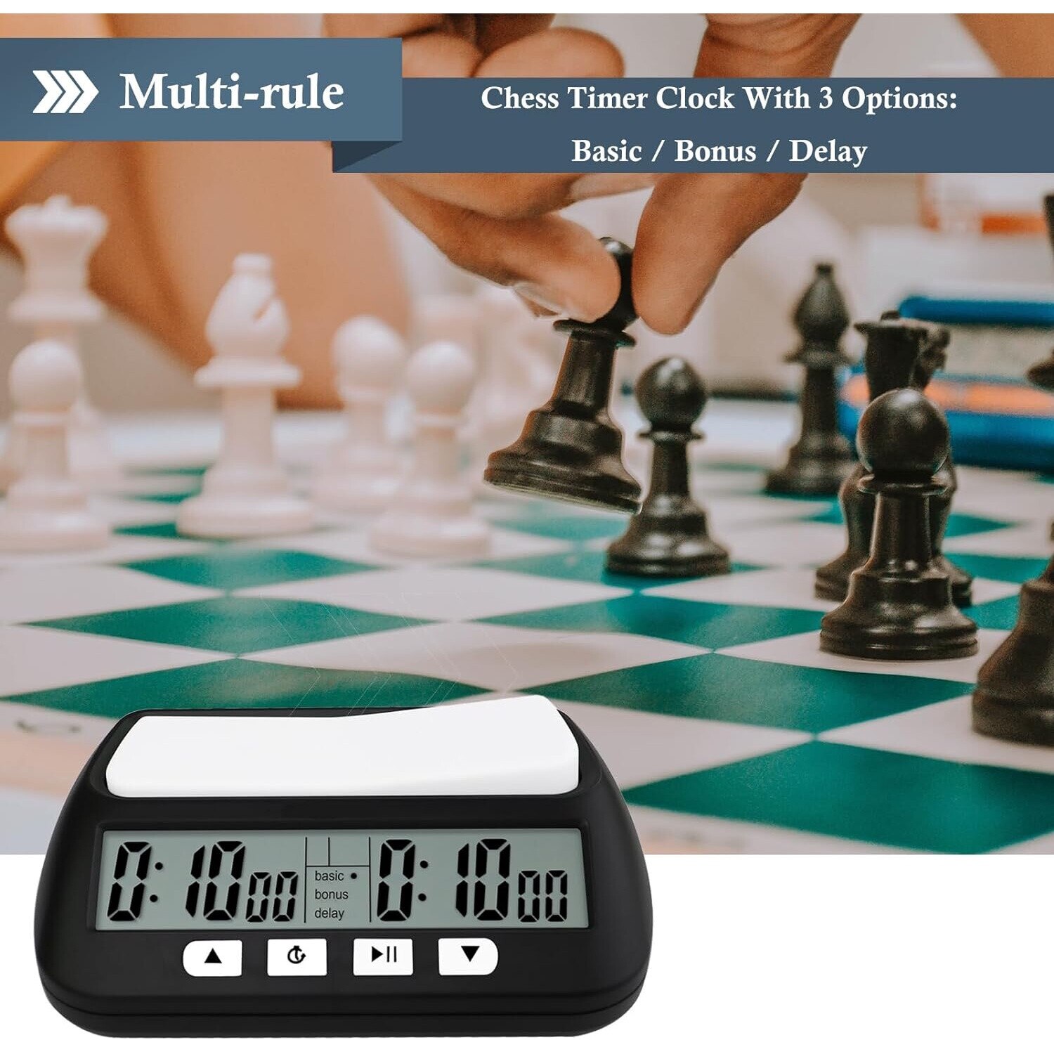 Ceas profesional de sah, Excitat®, 3-in-1, portabil, ABS, negru - eMAG.ro