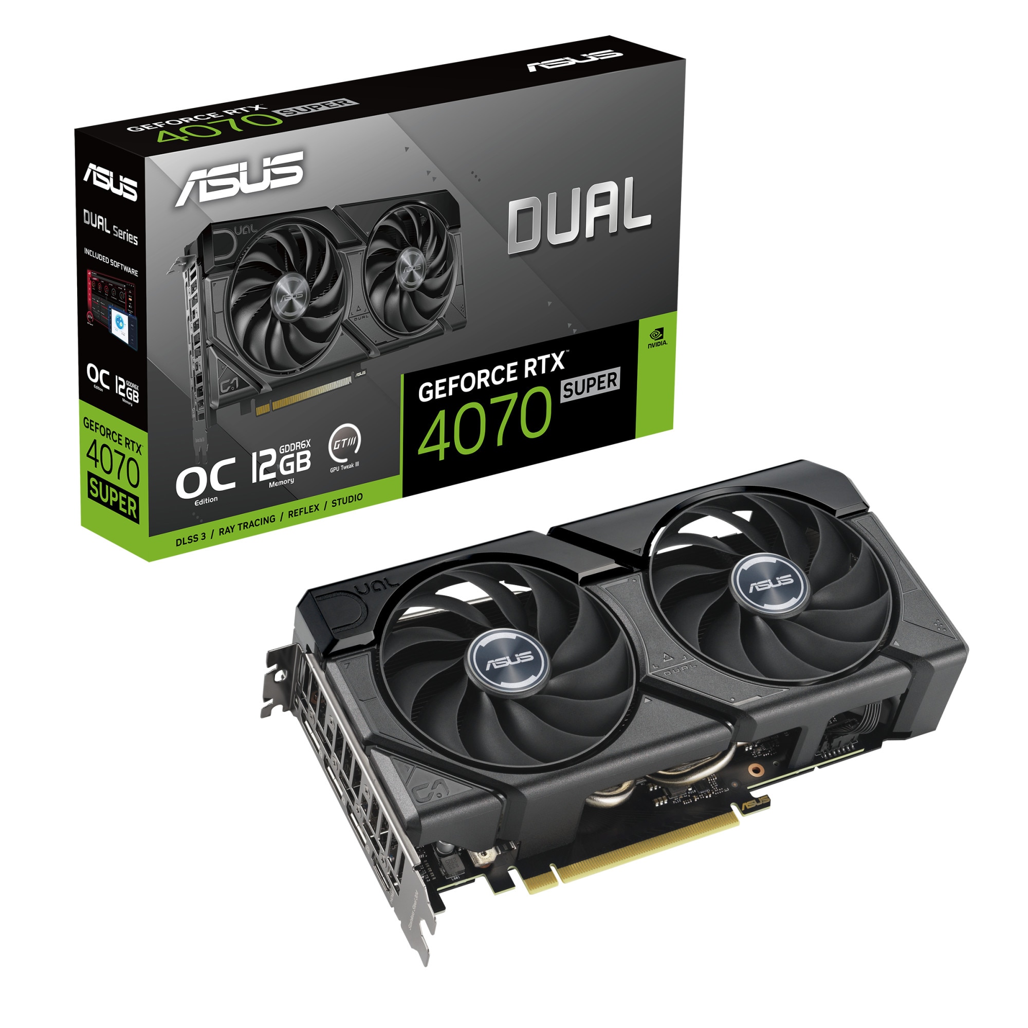 Placa video ASUS Dual GeForce RTX 4070 SUPER, 12GB GDDR6X, 2 ...